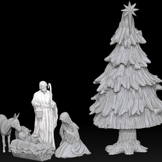 STL file Nativity Crib figures 3D print model HOLY FAMILY STATUE 🎄 (OBJ ...