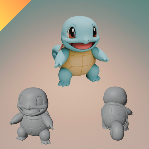 👾 Squirtle-Style Pokémon Animal Figurine – STL and GLB Files for 3D ...