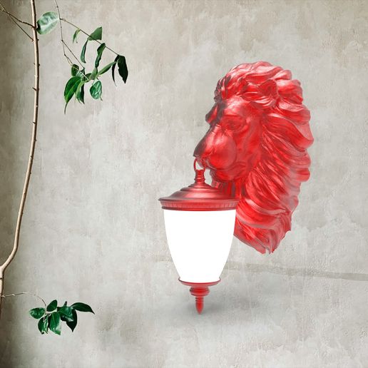 🦁 Lion Head Wall Lamp・ 3D File for 3D printing・Cults