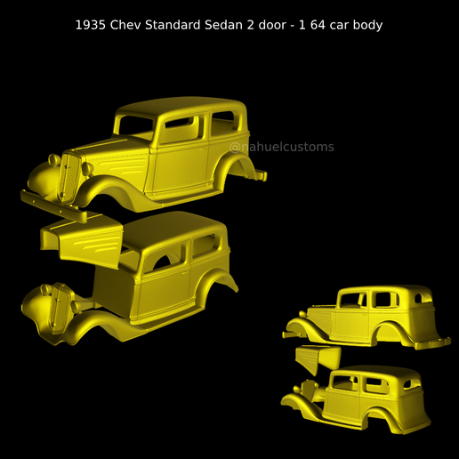 STL file 1935 Chev Standard Sedan 2 door - 1 64 car body 🚪 ・3D printable model to download・Cults