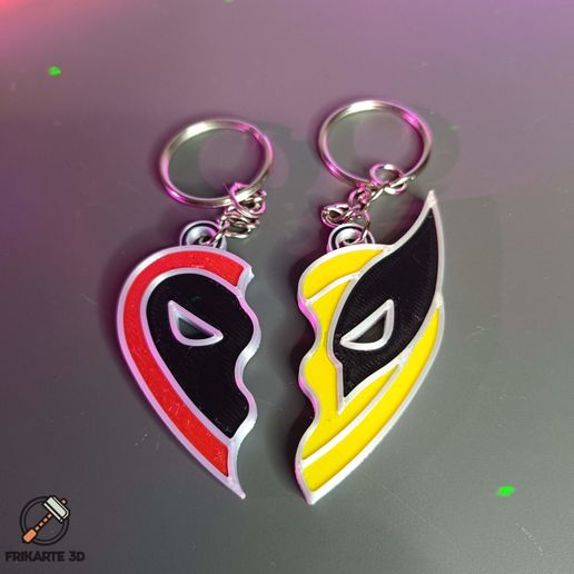 💜 Deadpool & Wolverine Best Friends Heart Necklace/Keychain・ STL File ...
