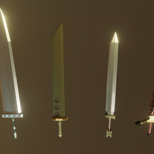 ⚔️ Set of six High Impact Low Poly Swords・Free STL File for 3D printing ...