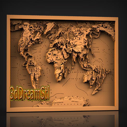 🗺️ world map STL model, CNC router engraver, artcam, aspire, cnc files ...