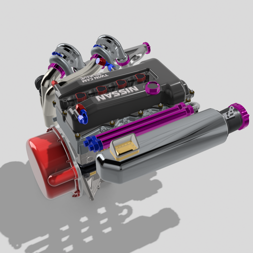 💶 SR20 Engine x4 combos ITB Turbo Twin Turbo・ STL File for 3D printing ...