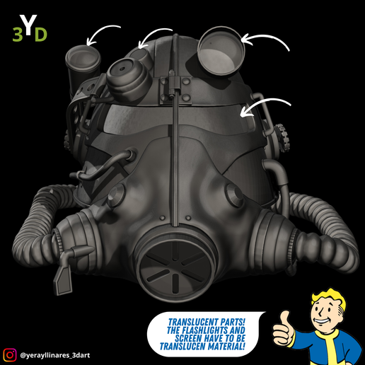 🪖 Fallout T45 Power Armor Helmet 1:1 Replica・ STL File for 3D printing ...