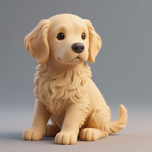 🐕 Golden Retriever Puppy – 3D Printable Cute Dog Figurine・ STL File for ...