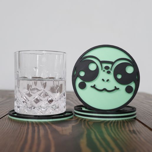 🐸 CUTE FROG COASTERS • 4 VARIATIONS • DRINK ACCESSORY・Free STL File for ...
