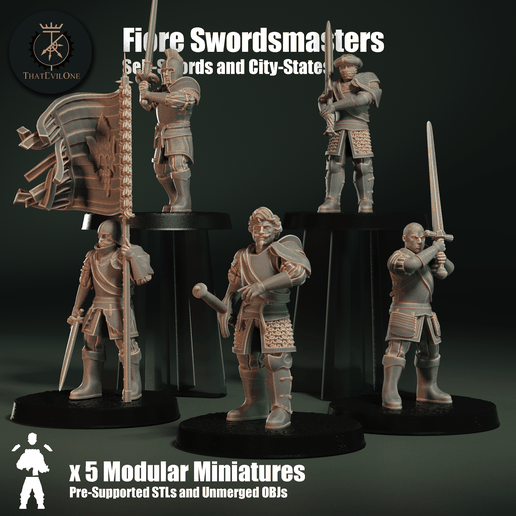 🤌 Fiore Swordsmasters - Presupported・ 3D File for 3D printing・Cults