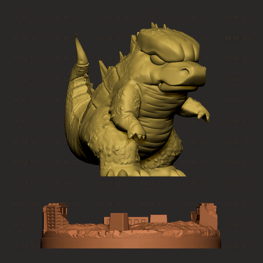 STL file Godzilla chibi statue 🎬 ・3D printable design to download・Cults