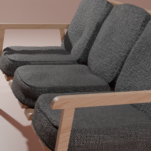 3D file Wooden bench with fabric cushions 🪵 ・Model to download and 3D ...