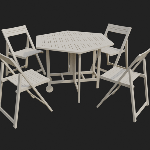 3D file MINIATURE 1:12 5-PIECE WOOD PATIO SET 🪵 ・3D printing design to ...