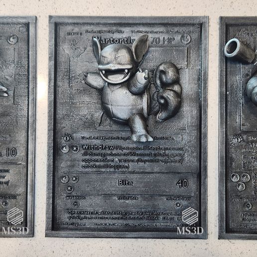 🚰 STL! Bundle Water Evolution Pokémon card 4D wall art.・ 3D File for ・Cults
