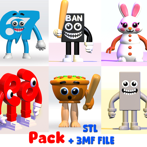 👾 Pack Brainrot STL 3mf Multicolor 3D Model No Support・ 3D File for 3D ...