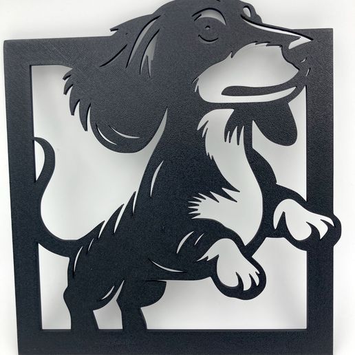🎨 Wall Art Dachshund Jumping・ STL File for 3D printing・Cults