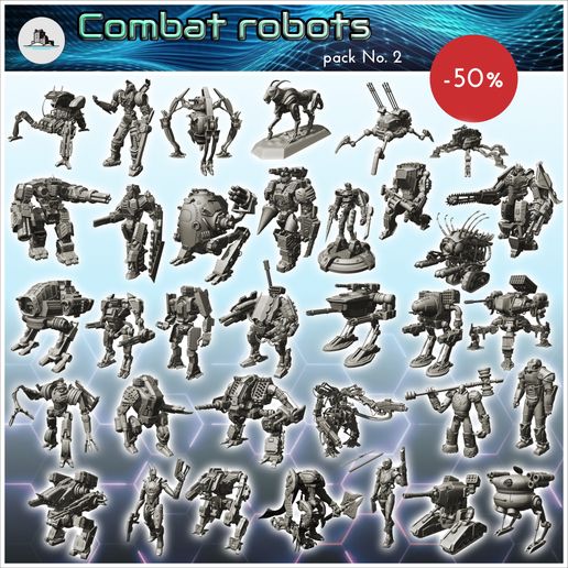 🔮 Combat robots pack No. 2 - Future Sci-Fi SF Post apocalyptic Tabletop ...