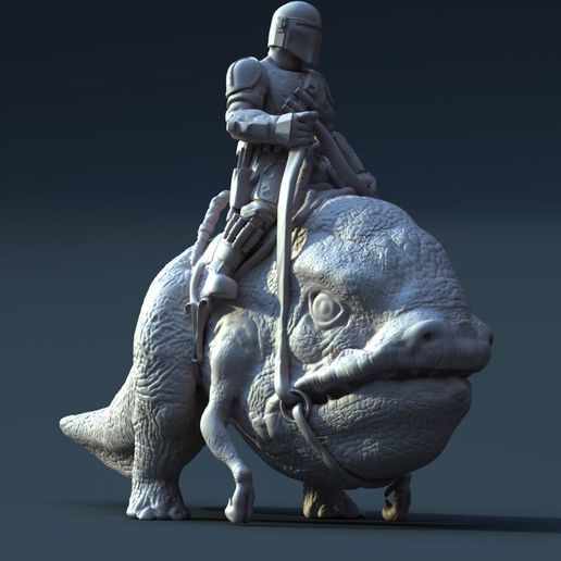 Mando riding a Blurrg (from the show "The Mandalorian")・Free STL File ...