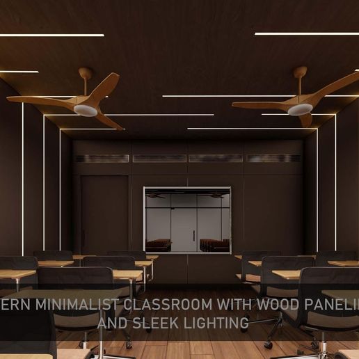Fichier STL Modern Minimalist Classroom with Wood paneling and sleek Lighting 🪵 (OBJ)・Plan à ...