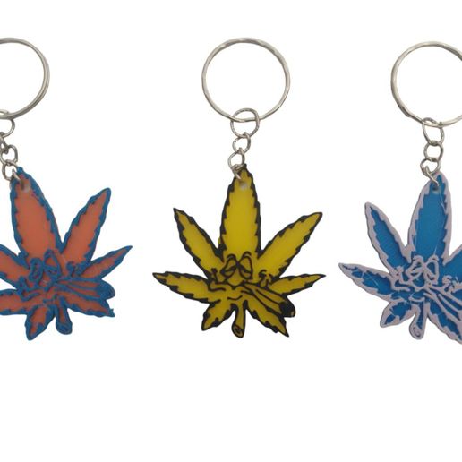🔑 Crazy marijuana leaf key chains GROW・ STL File for 3D printing・Cults