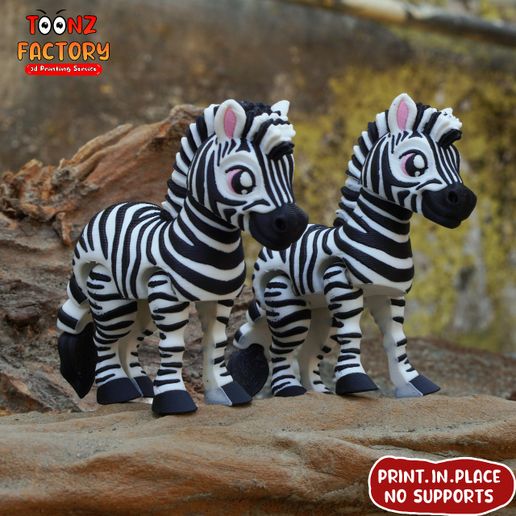 🦓 PRINT IN PLACE CUTE FLEXI ZEBRA・ STL File for 3D printing・Cults