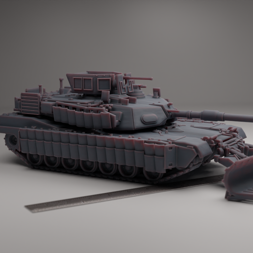 🪖 M1A2 Abrams with Mine Plow and Tusk 3 armour・ STL File for ・Cults