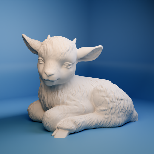 🐐 goat calf sitting stl・ STL File for 3D printing・Cults