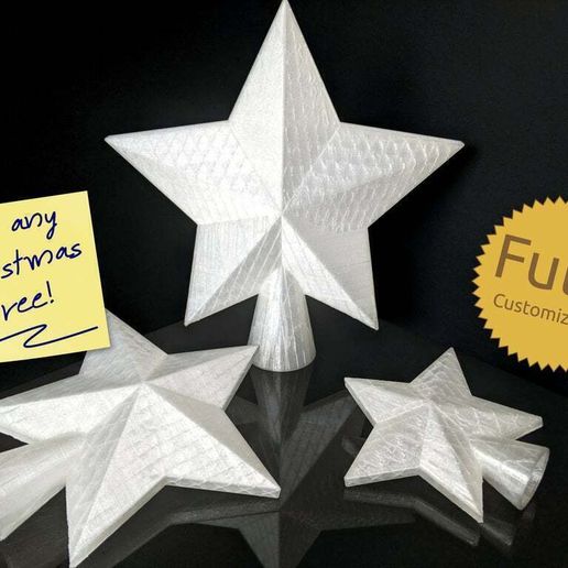 🎄 Fully Customizable Christmas Tree Star Topper・Free STL File for ・Cults