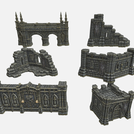 🏰 Medieval Castle Walls Ruins Modular Fantasy Terrain Scenery DnD ...