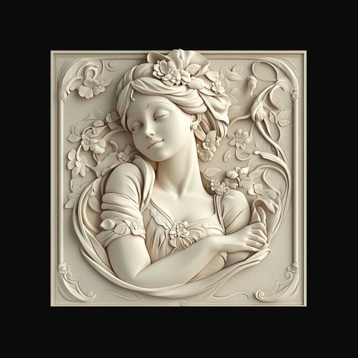 👩 Romantic Woman 3D Relief・ STL File for 3D printing and CNC machining ...