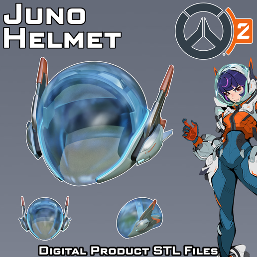 🛰 Si Fi Juno Space Ranger Helmet Overwatch 2・ 3D File for 3D printing・Cults