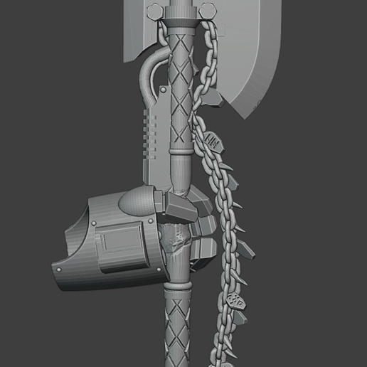 🪓 Rune Covered Mech Axe Wielding Gauntlet・Free STL File for ・Cults