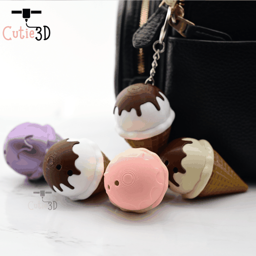 3D file Cutie3D Keycap Fidget Clicker Ice Cream Keychain - Cute ...