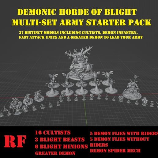🎲 demonic horde of blight multi-set army starter pack・ OBJ File for 3D ...