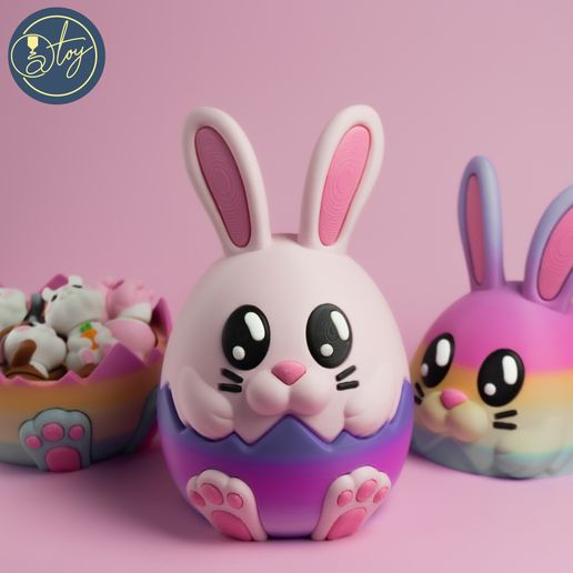 🥚 BUNNY/RABBIT EGG CONTAINER・ 3D File for 3D printing・Cults