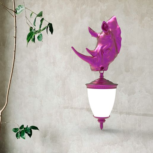 🦏 Rhino Wall Lamp・ OBJ File for 3D printing・Cults