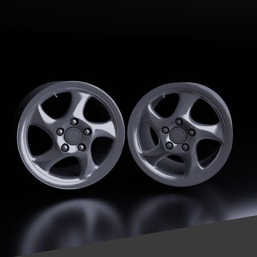 🚗 PORSCHE TURBO WHEELS (18-19 INCH) 1/24TH MODEL・ STL File for ・Cults