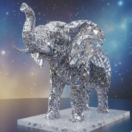 💎 Diamond Elephant・ STL File for 3D printing・Cults