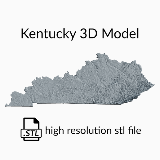 🇺🇸 EE.UU. Estado de Kentucky Mapa Topográfico - Elevación del terreno ...