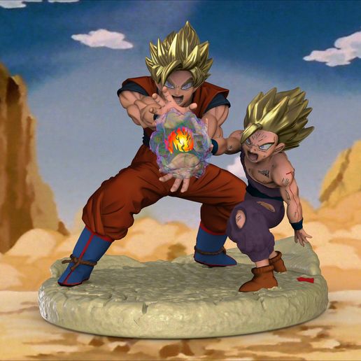 STL file Gohan y Goku hamehak 💬 ・Model to download and 3D print・Cults