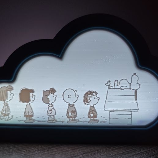 ⛅ Snoopy Lithophane insert for Cloudy little night light・Free STL File ...