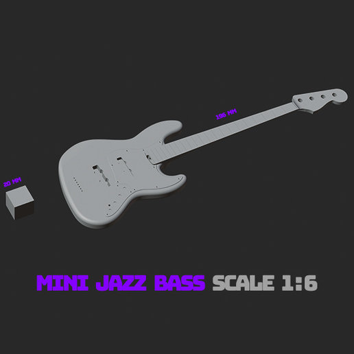 🎸 Mini Jazz Bass Guitar - Scale 1:6 - 3D Printable STL - Miniature Bass ...
