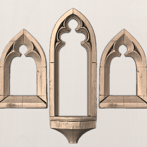 🪟 Gothic Wall Decor STL Set – Cathedral Window and Side Arches (3 Files ...