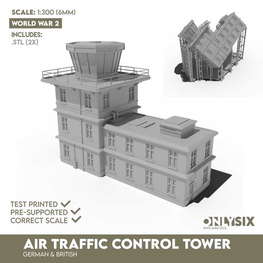 🚦 1:300 (6mm) WW2 German & British Air Traffic Control Tower・Free STL ...