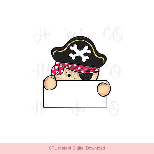 🏴‍☠️ Pirate Character Cookie Cutter STL | Pirate Ship Cookie Cutter ...