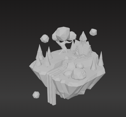 🏝️ Low-Poly Floating Island・ STL File for 3D printing・Cults