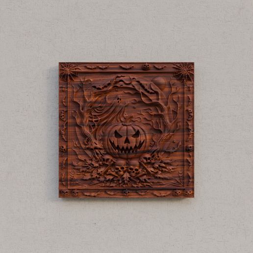 🎃 Halloween Pumpkin Relief 3D STL File | Happy Halloween CNC Engraving ...