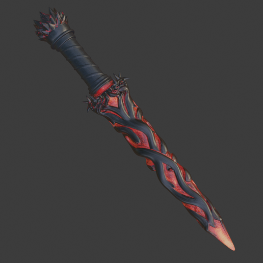 🐉 fiery dragon dagger - for cosplay・ STL File for 3D printing・Cults