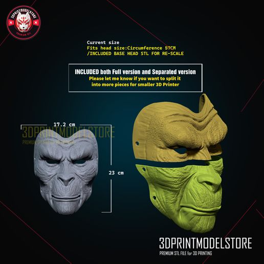 🪐 Original Planet of the Apes Caesar Mask - FREE STL・Free STL File for ...