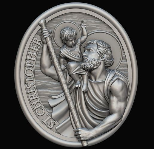 ️ Saint Christopher Medallion・ STL File for 3D printing・Cults