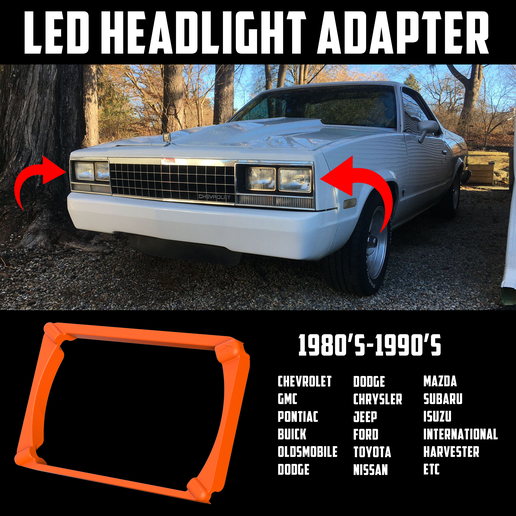 ♻️ Sealed Beam 7"x6" (H6054) headlight adapter for LED upgrade・ STL ...