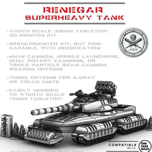 🪖 Renegar Superheavy Tank (Base Model) - 28mm (1/56th Scale)・ 3D File ...